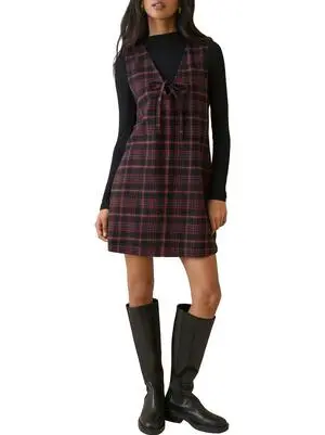 NOBODY'S CHILD Nila Plaid Pinafore Mini Dress - Multi
