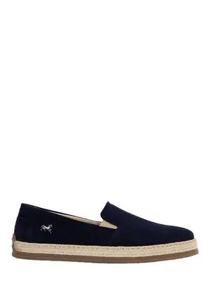 CAVALINHO Suede Espadrille Loafers With Braided Trim - Navy
