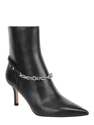 FAVORITE DAUGHTER Tate Pointed Toe Bootie With Chain Detail - Black