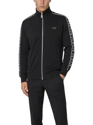 Philipp Plein Zip-up Track Jacket With Logo Taping - Black