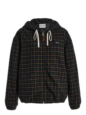 Miu Miu Plaid Wool-blend Hooded Jacket - Multi