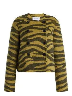 Proenza Schouler White Label Zebra Jacquard Wool-cashmere Blend Jacket - Yellow