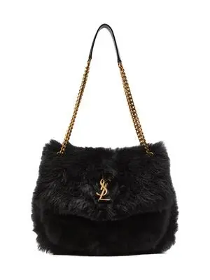Saint Laurent Niki Shearling Shoulder Bag - Black