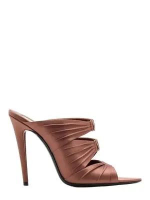 Saint Laurent Saint Laurent Emilie Crepe Satin Mules Brown