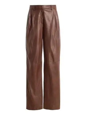 TWP Ivy Pleated Leather Trousers - Brown