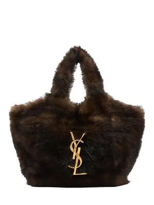 Saint Laurent Icare Maxi Shearling Shopping Tote - Brown
