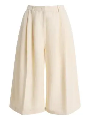 Co Pleated Linen Culottes - Ivory