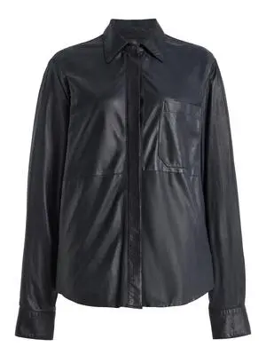 TWP Leather Shirt - Navy