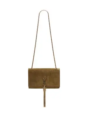 Saint Laurent Kate Tassel Suede Bag - Green