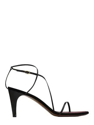 NEOUS Chamu Leather Sandals With Sculpted Heel - Black