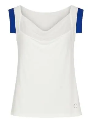 CONQUISTA Sleeveless Draped-neck Top With Contrast Shoulders - White