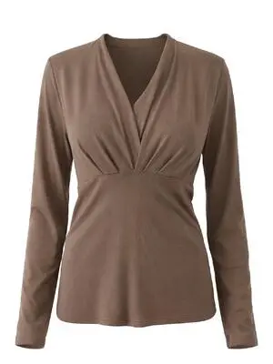 CONQUISTA Conquista V-Neck Empire Waist Long-Sleeve Top