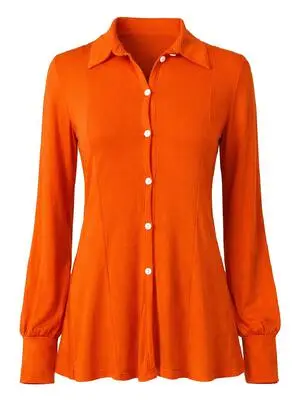 CONQUISTA Long-sleeve Collared Shirt - Orange