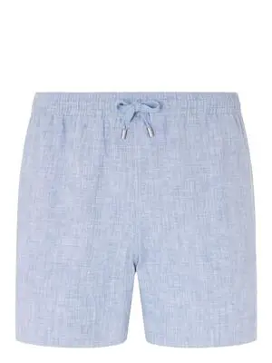 Ralph Lauren Purple Label Amalfi Straight-leg Drawstring Linen-blend Shorts - Blue