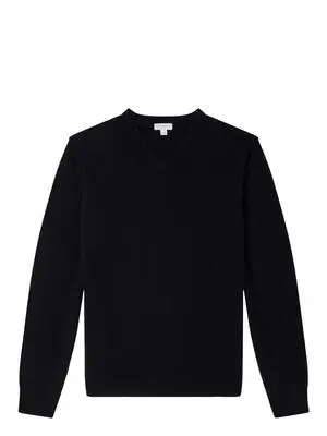 Sunspel Cashmere V-neck Sweater - Black