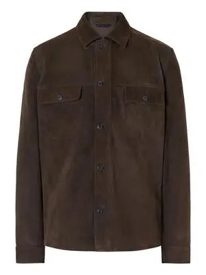 Sunspel Suede Overshirt - Brown