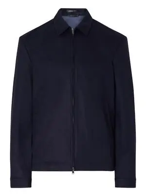 Sunspel Boiled Wool Bomber Jacket - Blue