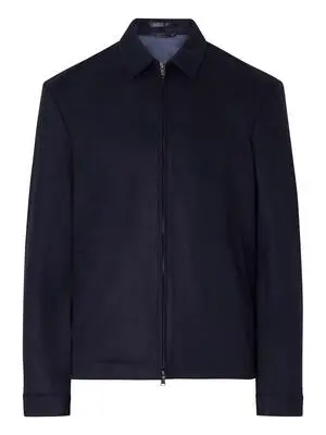Sunspel Boiled Wool Bomber Jacket - Navy