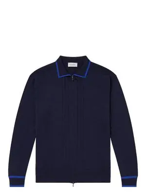 John Smedley Albie Merino Wool Zip-up Cardigan - Blue