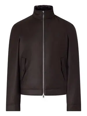 YVES SALOMON Plush-trimmed Wool And Silk-blend Bomber Jacket - Brown