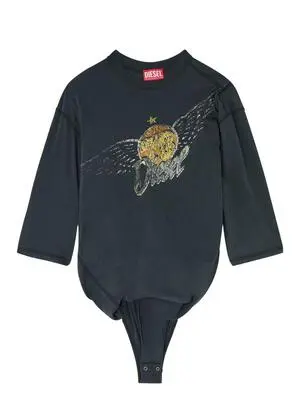 DIESEL® Graphic Print T-shirt Bodysuit - Black