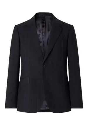 Mr P. Slim-fit Pinstriped Wool-fresco Blazer - Blue