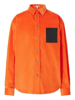 Loewe Leather-trimmed Cotton-corduroy Overshirt - Orange