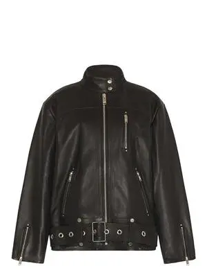 PORSCHE X Revolve Leather Moto Jacket - Black