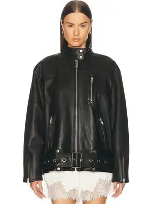 PORSCHE X Revolve Leather Moto Jacket - Black