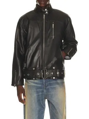 PORSCHE X Revolve Leather Moto Jacket - Black