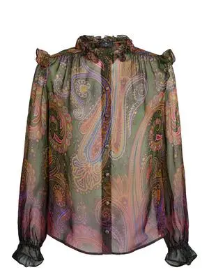 ETRO Etro Silk Ruffle Paisley Blouse