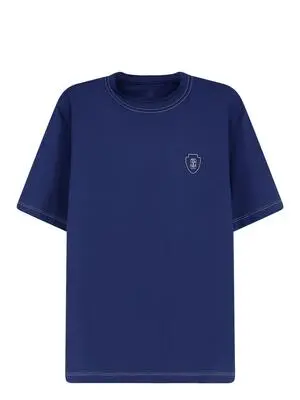 Brunello Cucinelli Technical Nylon Tshirt With Front Logo - Blue