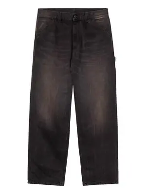 Carhartt Work In Progress Washed Out Denim Carpenter Pants - Black