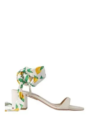 AQUAZZURA Round-heel Sandals With Lemon Print - White