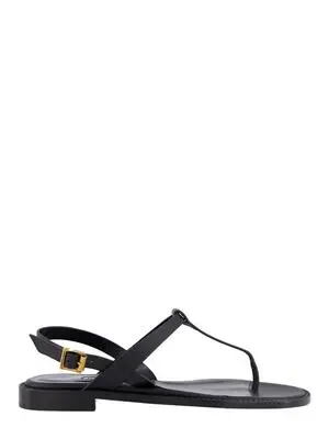 Manolo Blahnik Manolo Blahnik Open-Toed Flat Sandals With Adjustable Ankle Straps Black