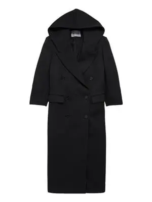 Balenciaga Maxi Hooded Double-breasted Coat - Black