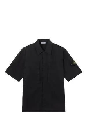 Stone Island Comfort-fit Short-sleeve Shirt With Chest Pockets - Black