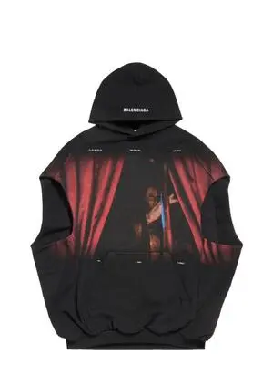 Balenciaga Sleeveless Hoodie With Graphic Print - Black