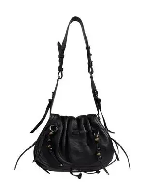 Isabel Marant Étoile Isabel Marant Textured Leather Drawstring Bag Black