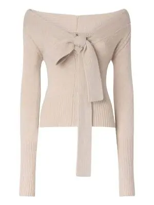 Ermanno Scervino Ermanno Scervino Pure Cashmere Cardigan With Bow Detail Nude