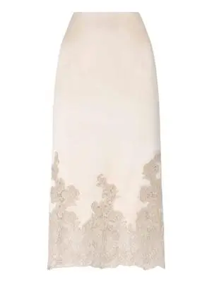 Ermanno Scervino Ermanno Scervino Lace Trim Silk Satin Pencil Skirt No