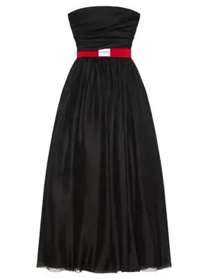 Givenchy Organza Bustier Evening Dress With Embroidered Grosgrain Belt - Black