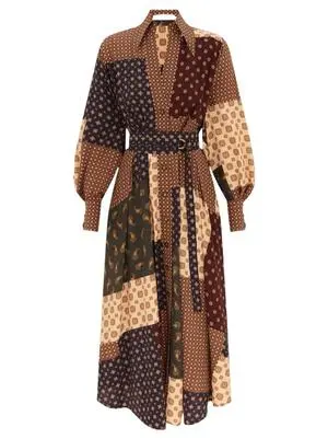 ZIMMERMANN Zimmermann Patchwork Print Midi Dress
