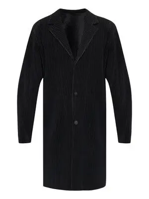 Issey Miyake Homme Plissé Single-breasted Plissé Coat - Black