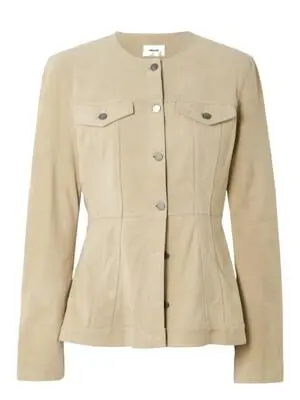HAIKURE Haikure Temple Paneled Suede Jacket Beige