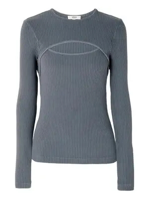 AGOLDE Agolde Cutout Ribbed Cotton Long Sleeve Top