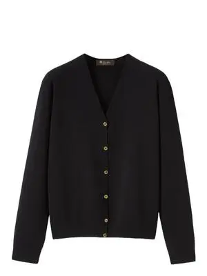 Loro Piana Loro Piana Siena Cardigan With Metal Logo Buttons Black