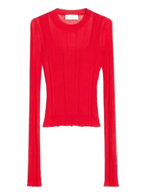 Sportmax Long Sleeve Ribbed Knit Top - Red