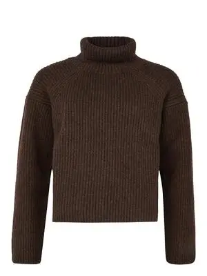 Soeur Wool Ribbed Turtleneck Sweater - Black