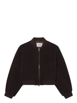 AGOLDE Agolde Long Sleeve Bomber Jacket With Ribbed Trims Brown